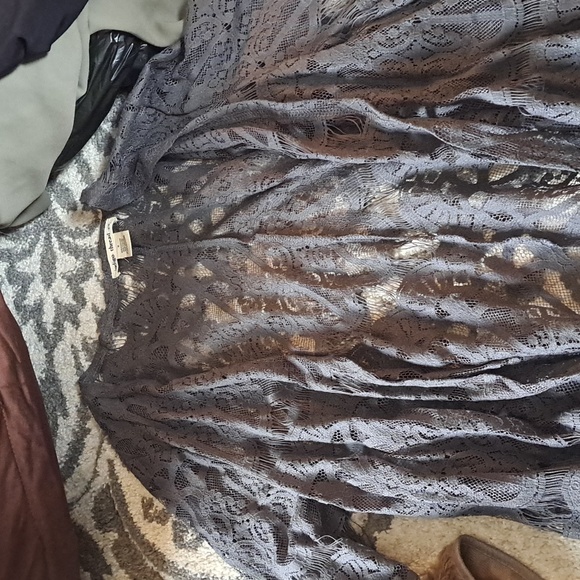 Tops | Indigo Thread Grey Lacy Cardigan | Poshmark